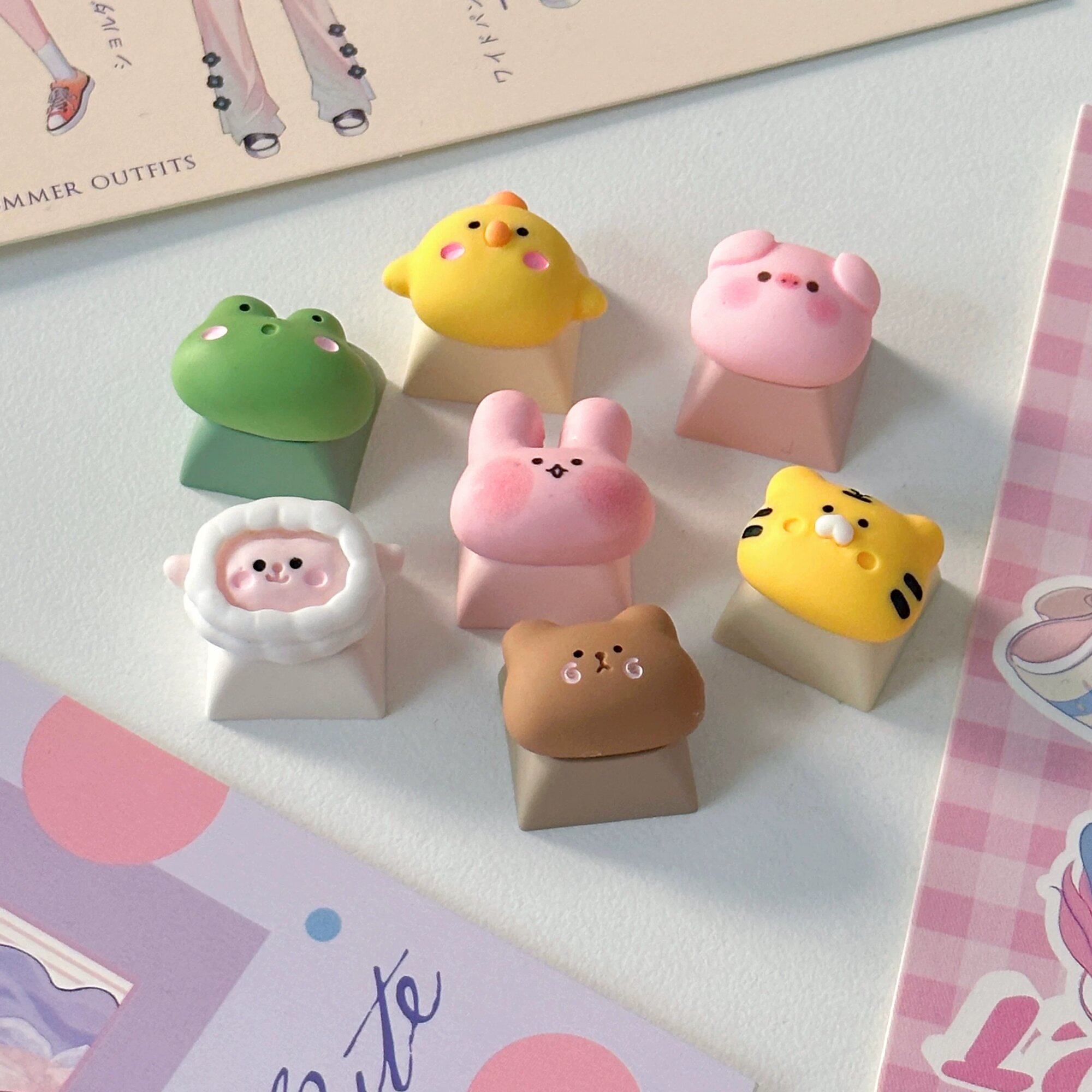 Набор персонализированных кейкапов MoCoo-Blind Box, 2 штуки, милые кейкапы для девочек, оригинальные магнитные