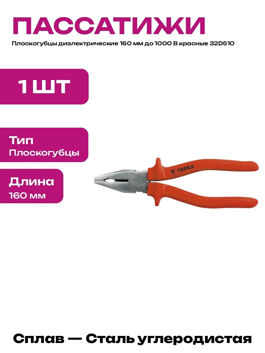 Плоскогубцы комбинированные 160 мм 1000 В сталь углеродистая