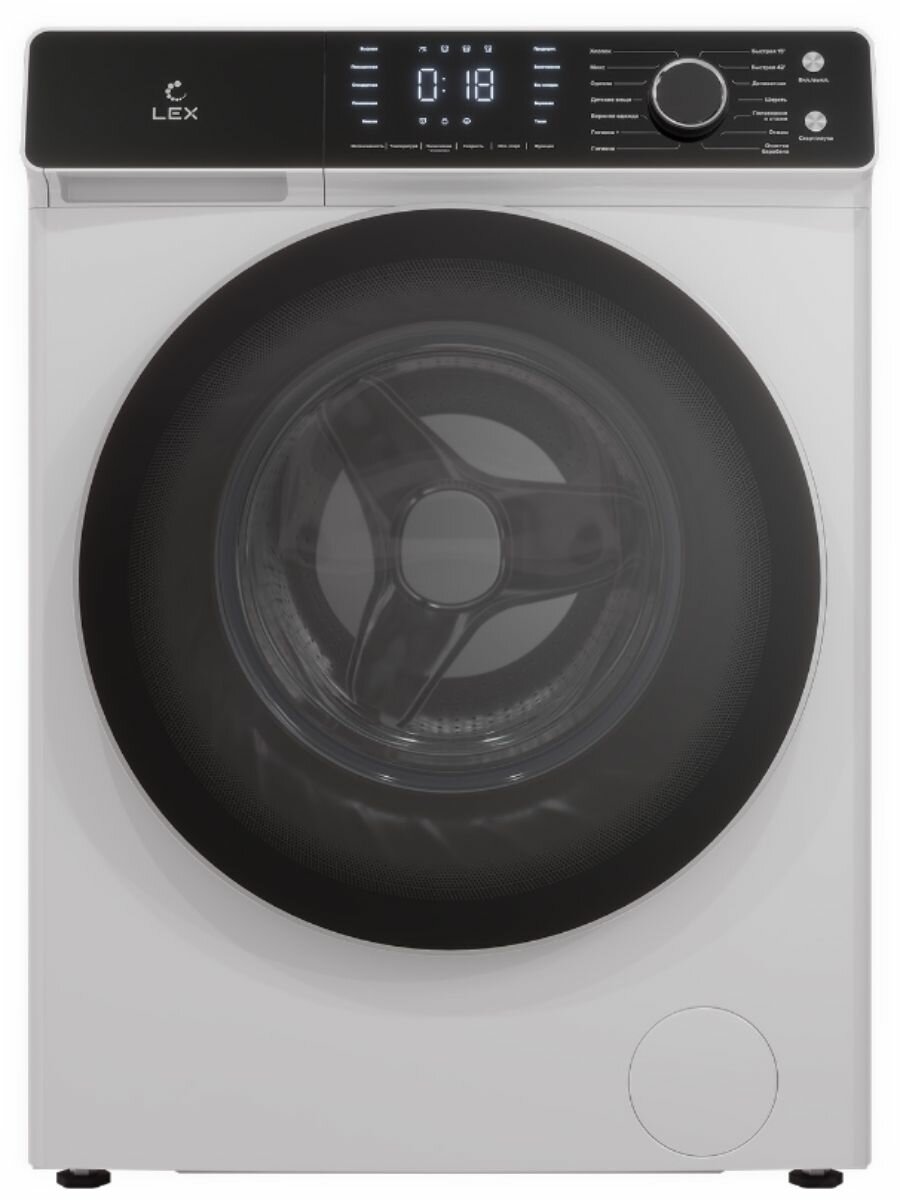 Стиральная машина LEX LWM07012WIDD drive, загрузка 7 кг, инверторный двигатель, белая/черная
