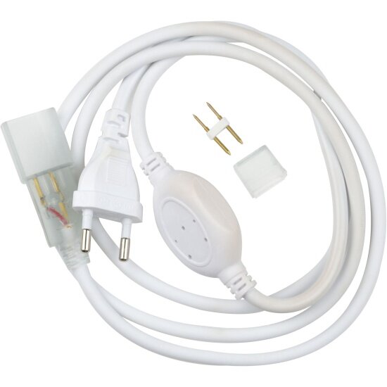 Провод электрический Uniel UCX-SP2/N21 WHITE 1 STICKER для светодиодных лент ULS-N21 NEON 220В, 8x16мм, 2 контакта. Цвет белый. TM .