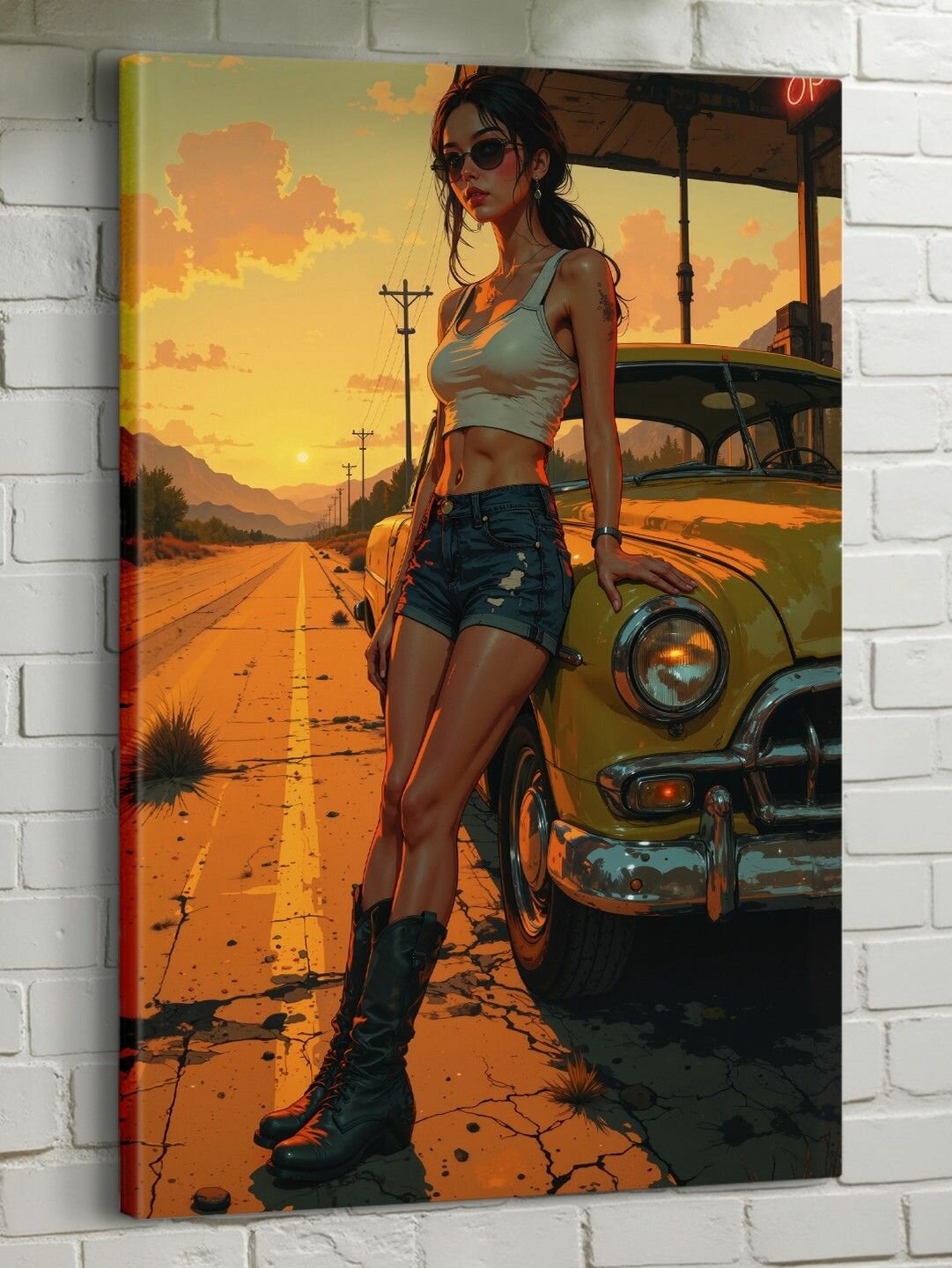 "Август, шоссе, 98-й" - картина на холсте, 45x30 см.