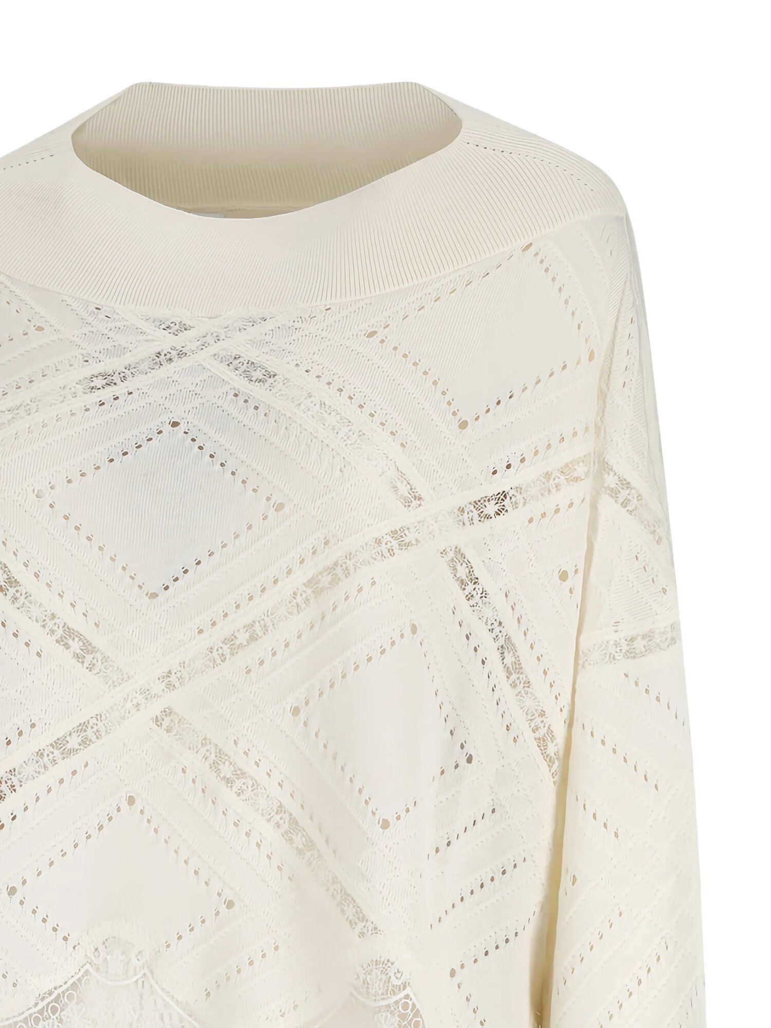 Свитер Ermanno Scervino Lace-trimmed sweater, размер 46, , white — фото 1
