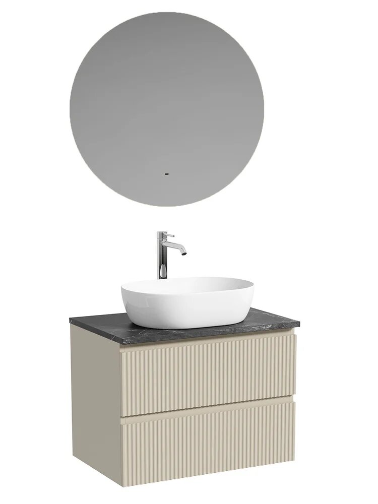 Мебель для ванной комнаты Sancos Snob R 70 бежевая (beige soft), со столешницей TT70A1X, раковина CN6009