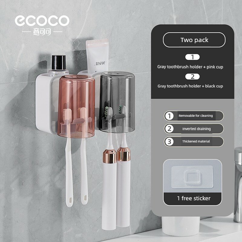 Держатель для зубных щеток ecoco/ECOCO, настенный органайзер для стаканов для полоскания рта без сверления, настенный