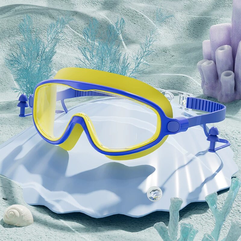 Children's Swimming Goggles, Waterproof, Anti-Fog, High-Definition, Earplugs Integrated, Professional Training, Boys
