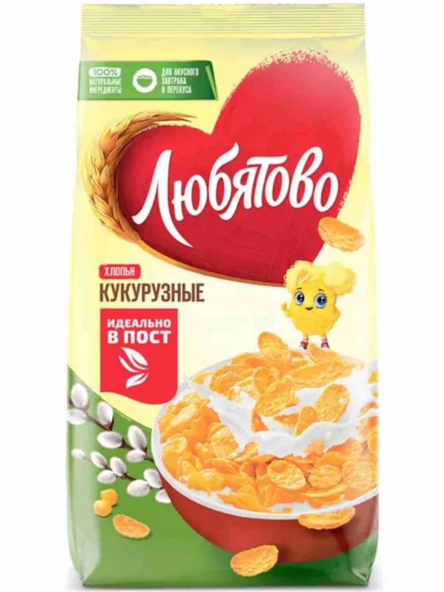 Готовый завтрак Любятово хлопья кукурузные глазированные, 300 г