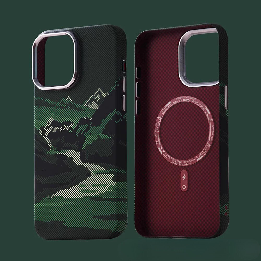 Подходит для чехла для мобильного телефона iPhone16ProMax из кевларового углеродного волокна. Магнитный сейф