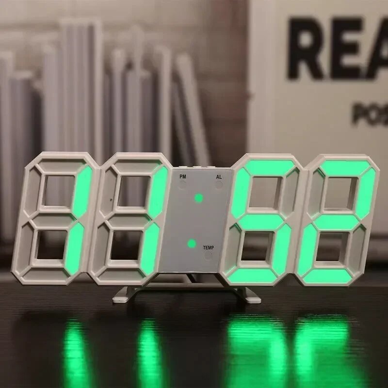 3D LED настенные часы с подсветкой Зеленый, White green