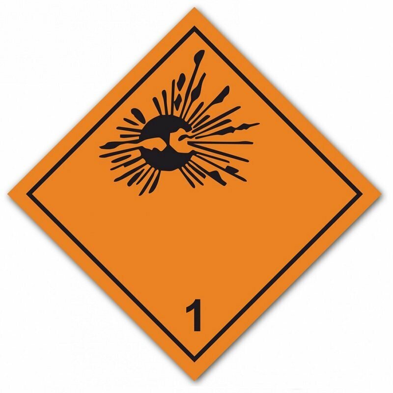 Наклейка (знак) "Класс 1.1,1.2,1.3" Взрывчатые вещества,300х300мм