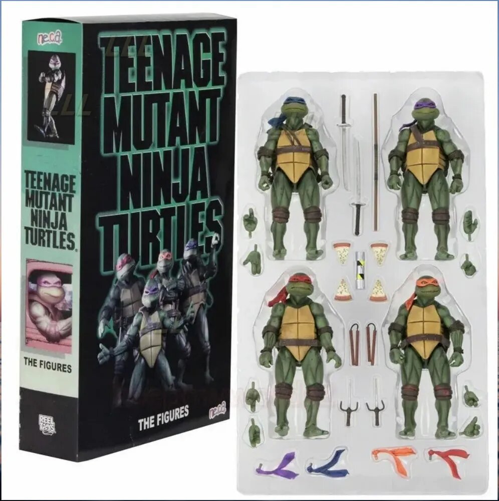 Набор фигурок Черепашки Ниндзя TMNT 4шт (18см, коробка) с аксессуарами