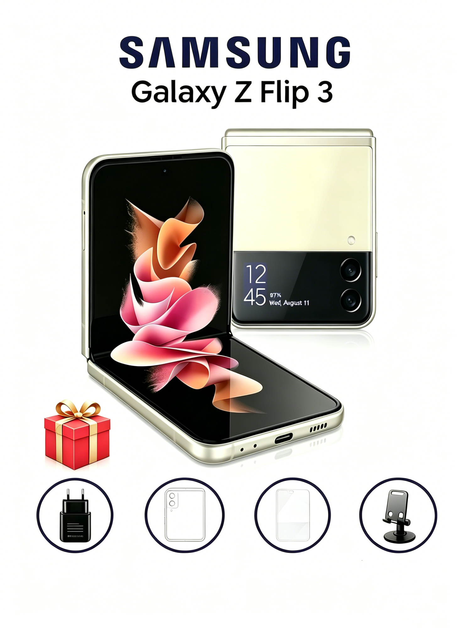 Смартфон Samsung Galaxy Z Flip 3, 8+256GB, 1 nano SIM, жёлтый цвет
