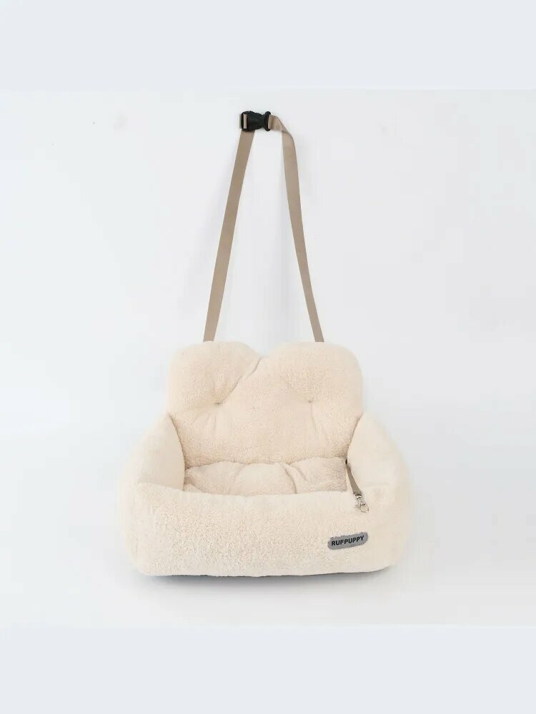 RUFPUPPY автокресло для собак, переноска в машину, мягкая лежанка с креплением, 53x42см, до 4 кг, бежевый
