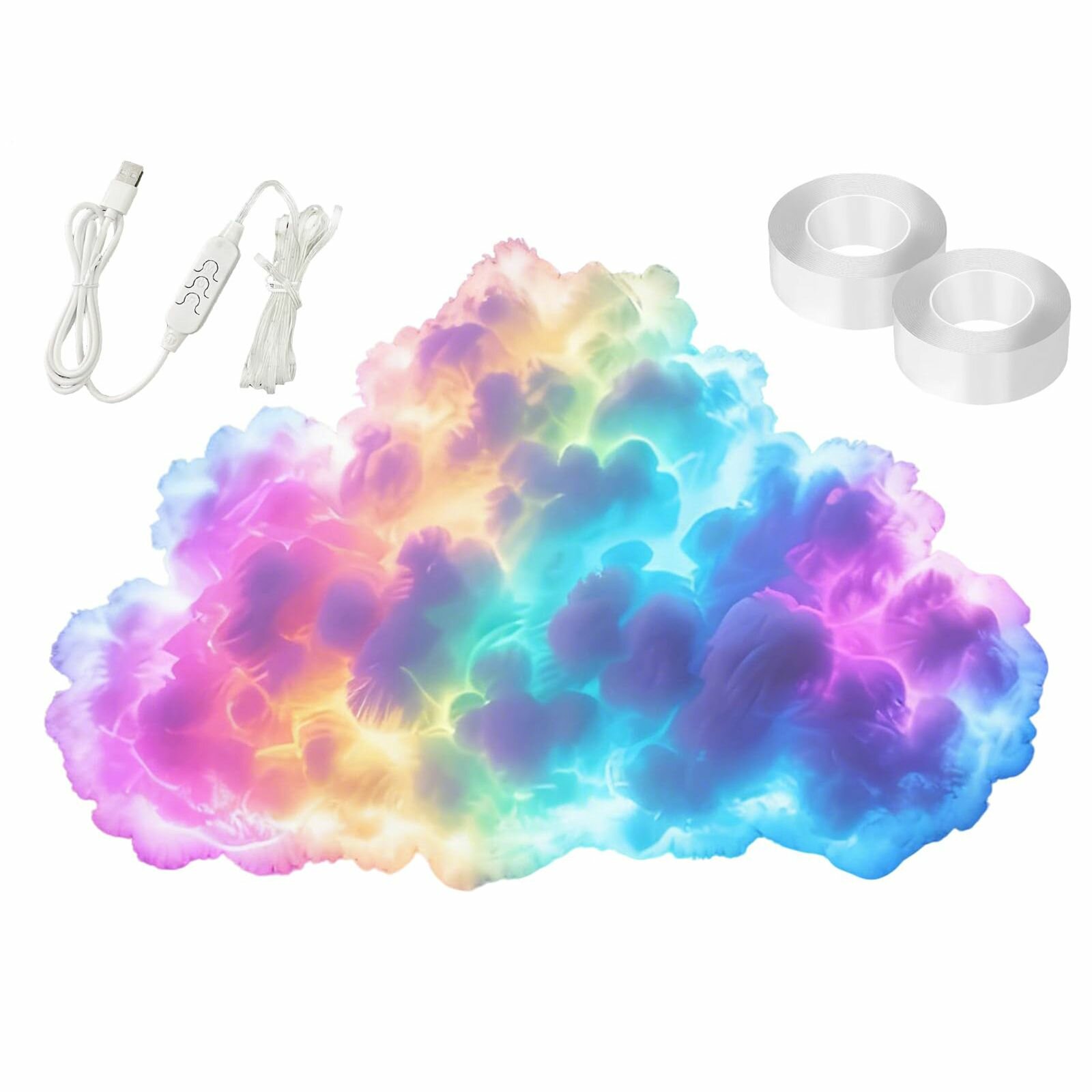 Светодиодная лампа-облако с динамической RGB-подсветкой и реакцией на звук, 200 см