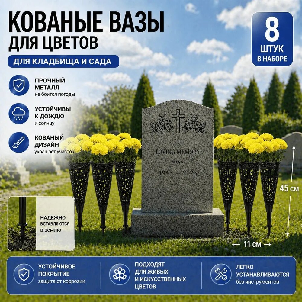 Набор для сада из 8 шт, кованые вазы цветов, уличные ящики, прочные, и огорода