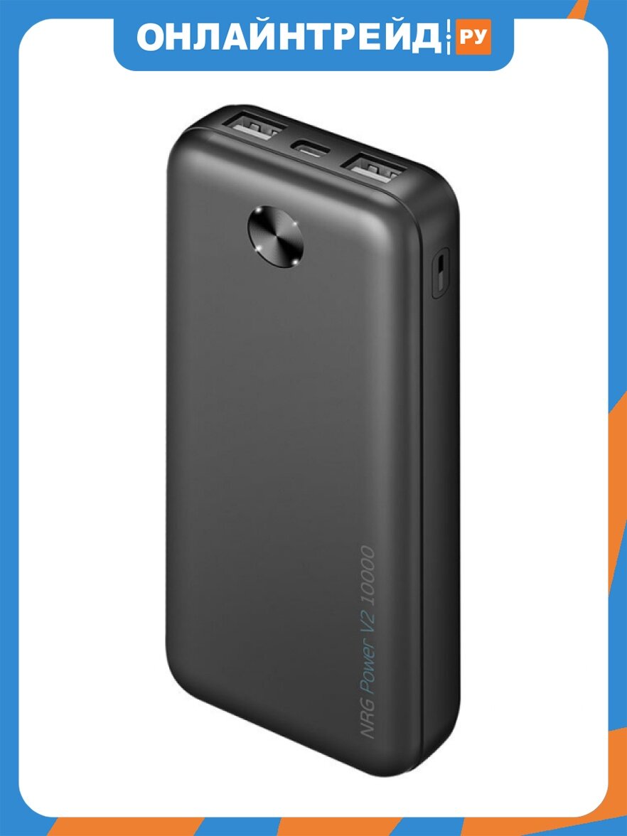 Внешний аккумулятор Deppa NRG Power V2, 10000 мАч, 2A, 2xUSB, черный