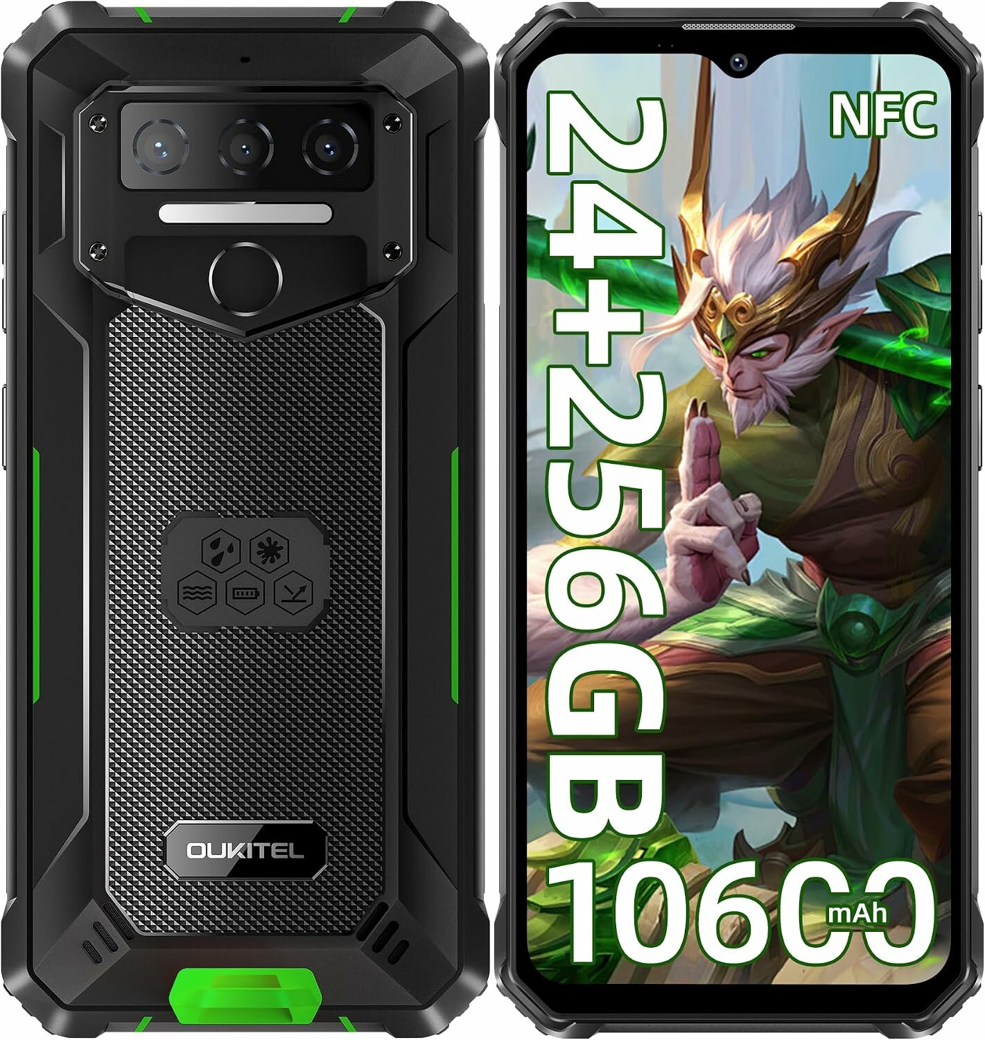 Защищенный смартфон OUKITEL WP23 PLUS, 24 (8+16) ГБ, 256 ГБ памяти, 10600 мАч, 6,52 дюйма, Android 14