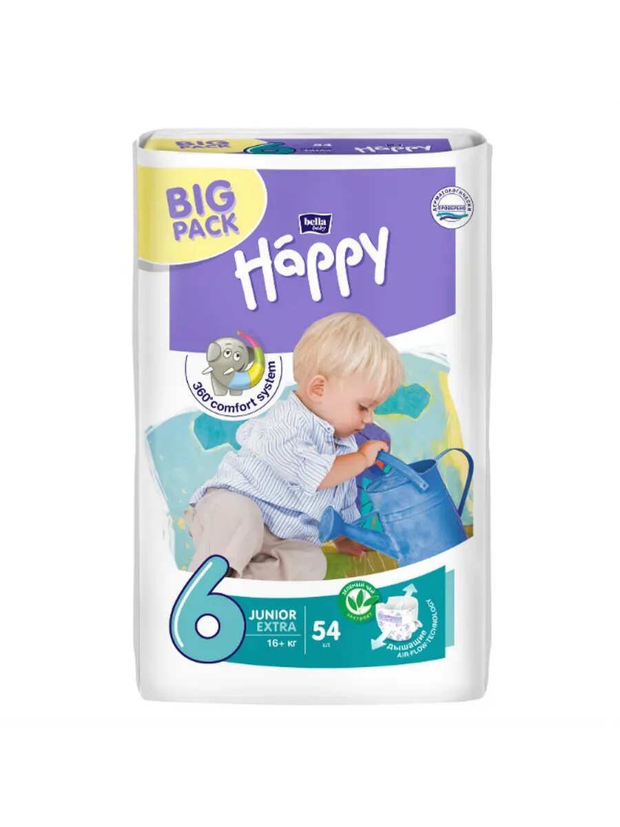 Bella Подгузники Baby Happy 6 Junior Extra 16+ кг BIG PACK 54 шт