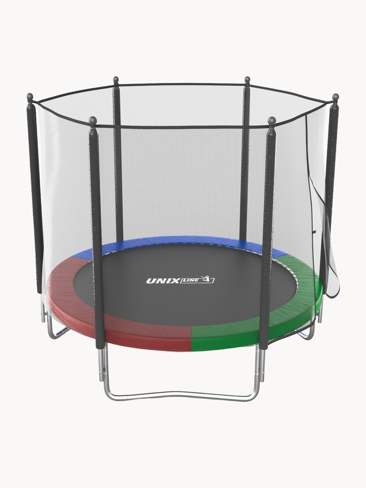 Батут UNIX Line Simple 8 ft Color (outside) UNIXLINE с внешней защитной сеткой, общий диаметр 244 см