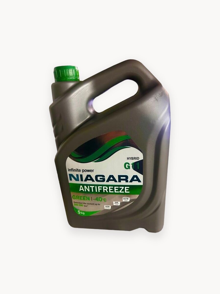 Антифриз Niagara Green G11, для автомобилей, гибридный, зеленый, 5 л