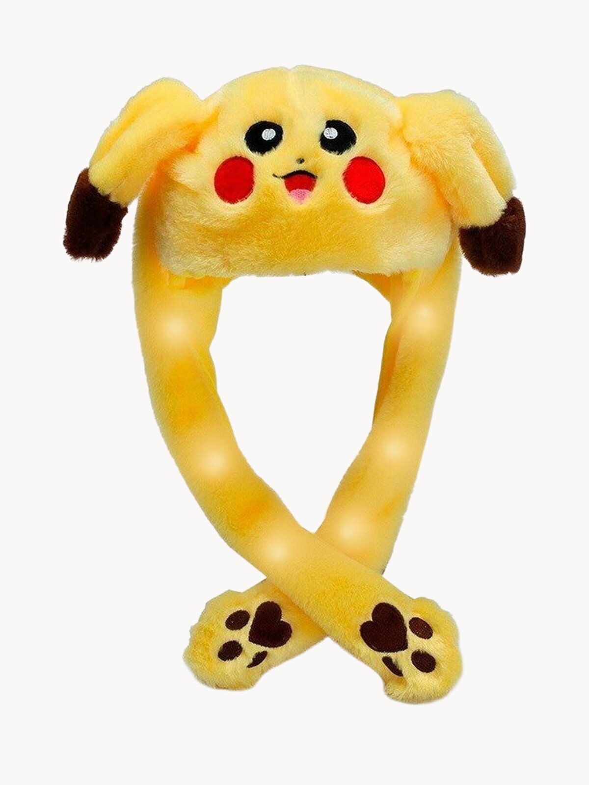 Шапка светящаяся с подвижными ушками Пикачу шапочка карнавальная с подсветкой для праздника