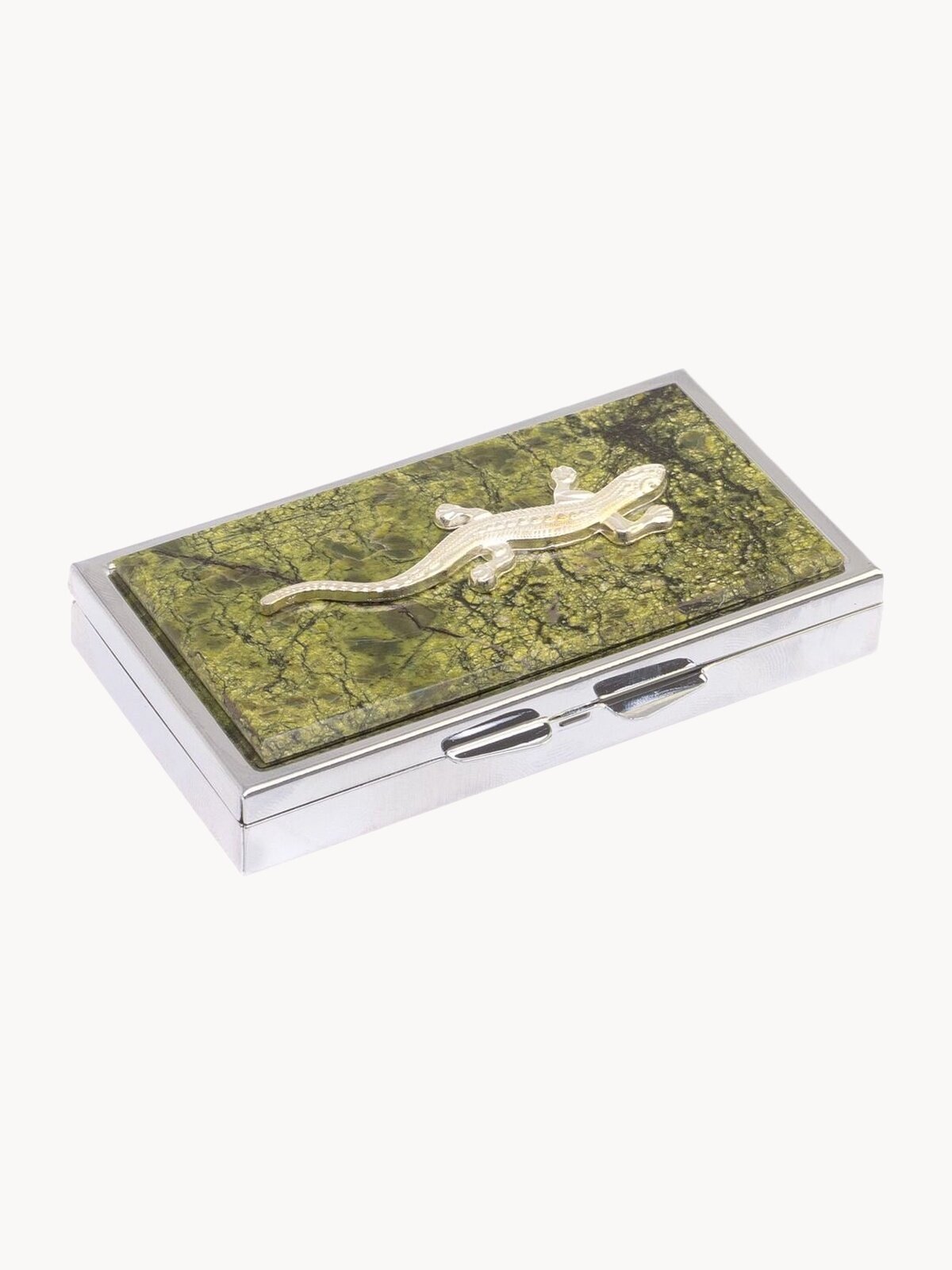 Таблетница на 7 отделений из змеевика с ящерицей 126311