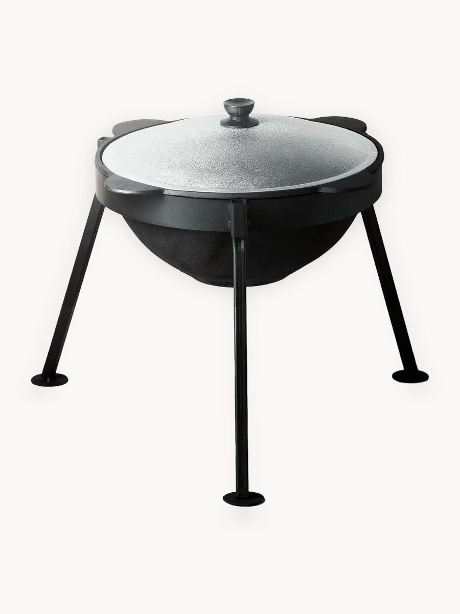 Казан чугунный с крышкой 12 литров для плова с треногой