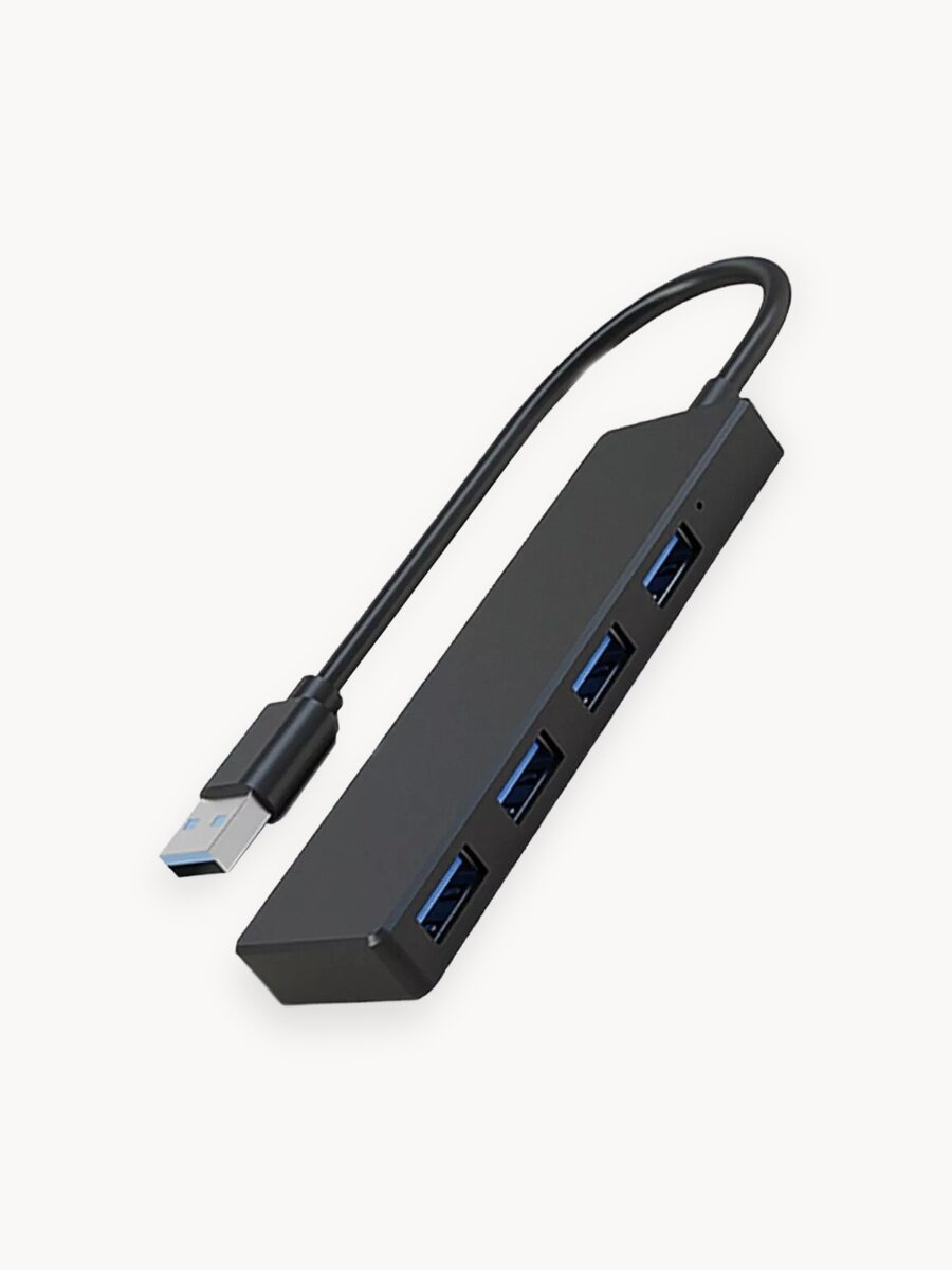 Переходник для Macbook и ноутбука usb Hub 4 в 1 длина 12 см, черный адаптер