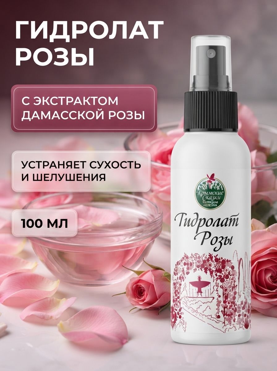 Гидролат розы розовая вода натуральный 100 мл
