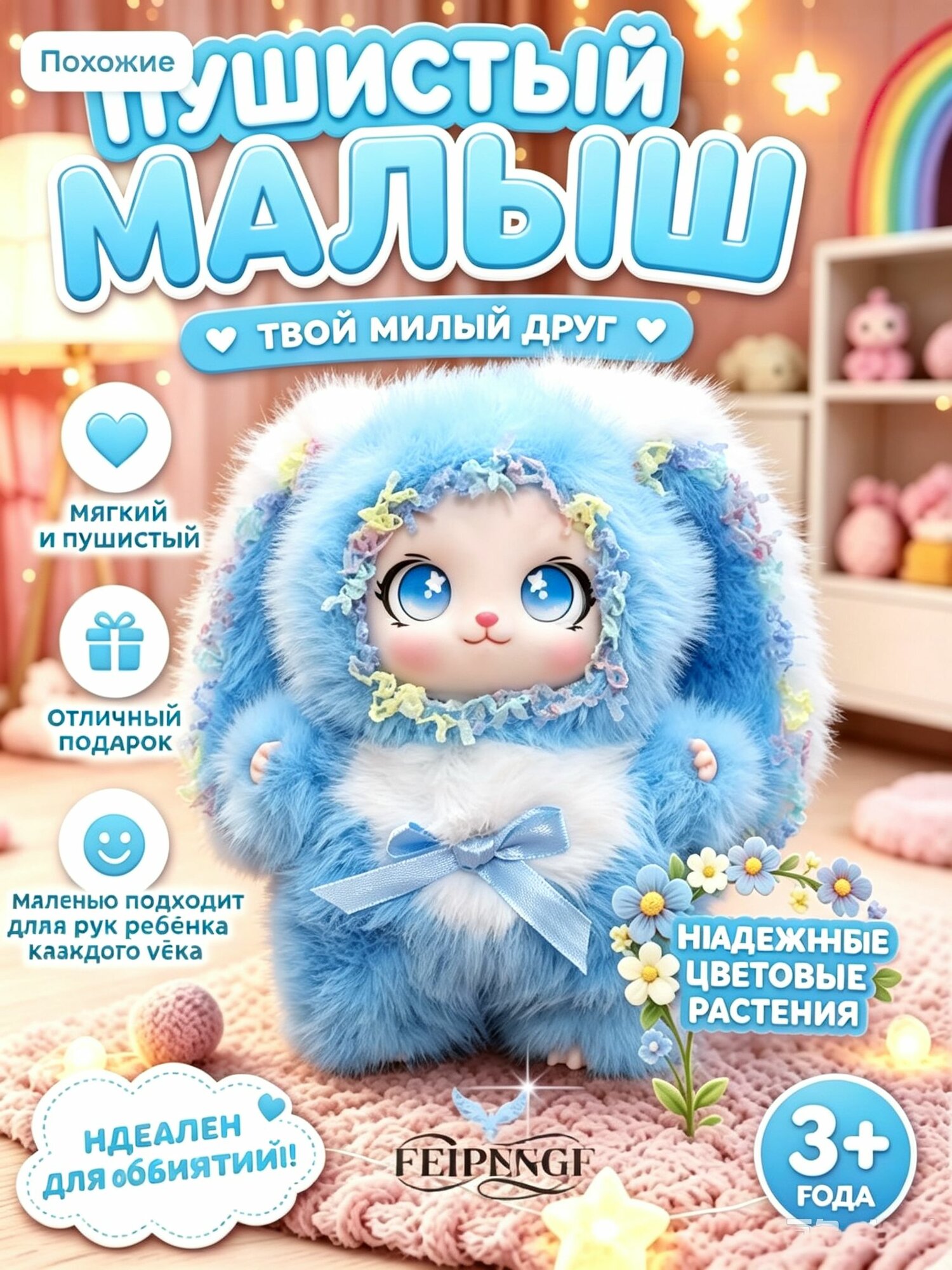Мягкая игрушка Плюшевый кролик ручной работы DIY, милый брелок для рюкзака и ключей, подарок