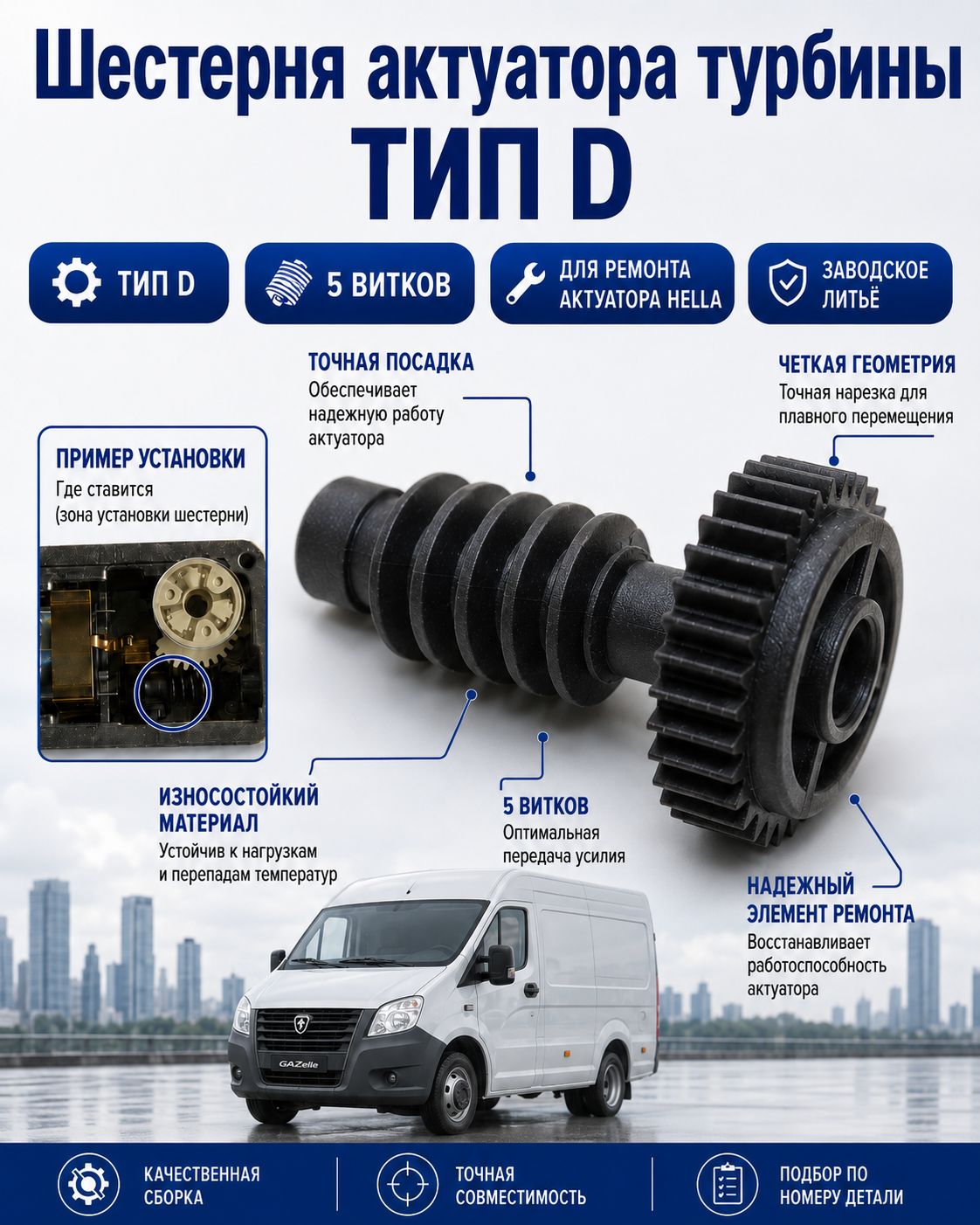 Шестерня актуатора турбины ТИП D