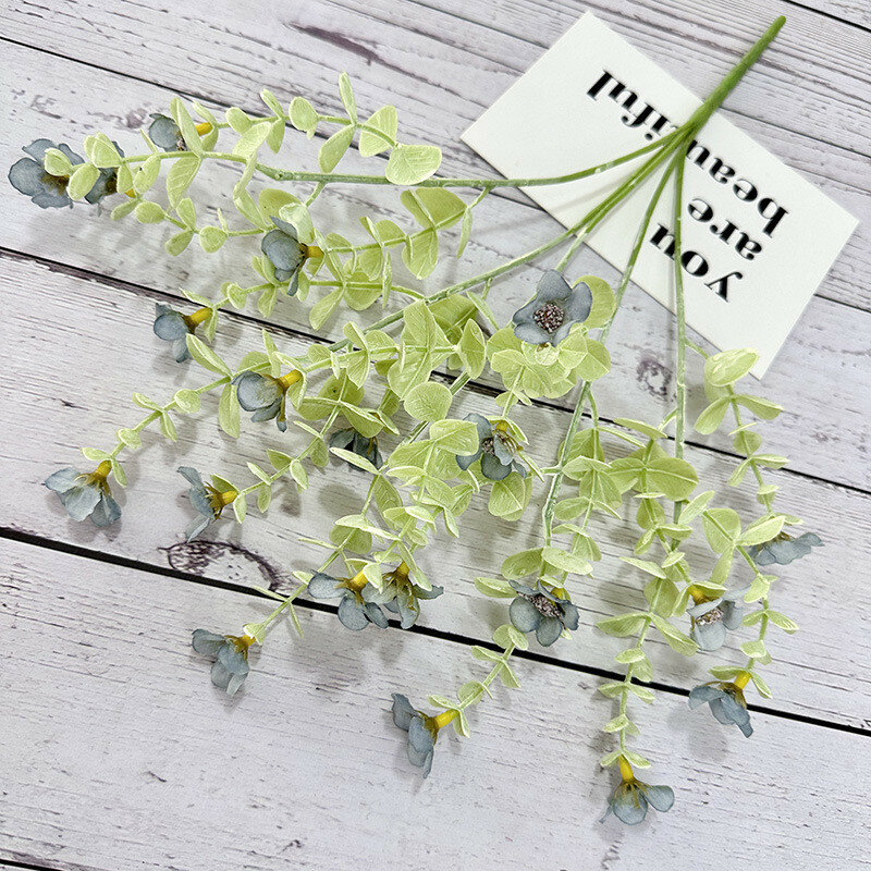 Букет искусственных цветов эвкалипта с ручной работой для гостиной и офиса темно-синий