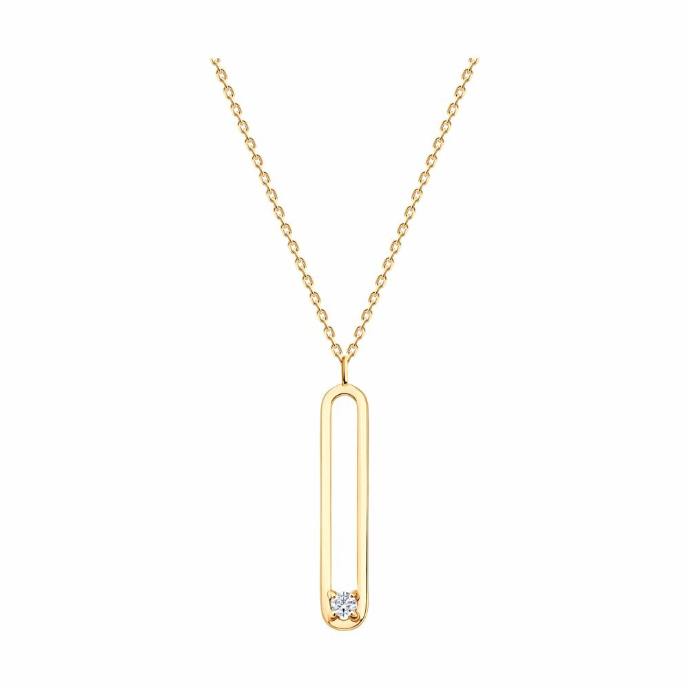 Колье, красное золото, 585 проба, фианит