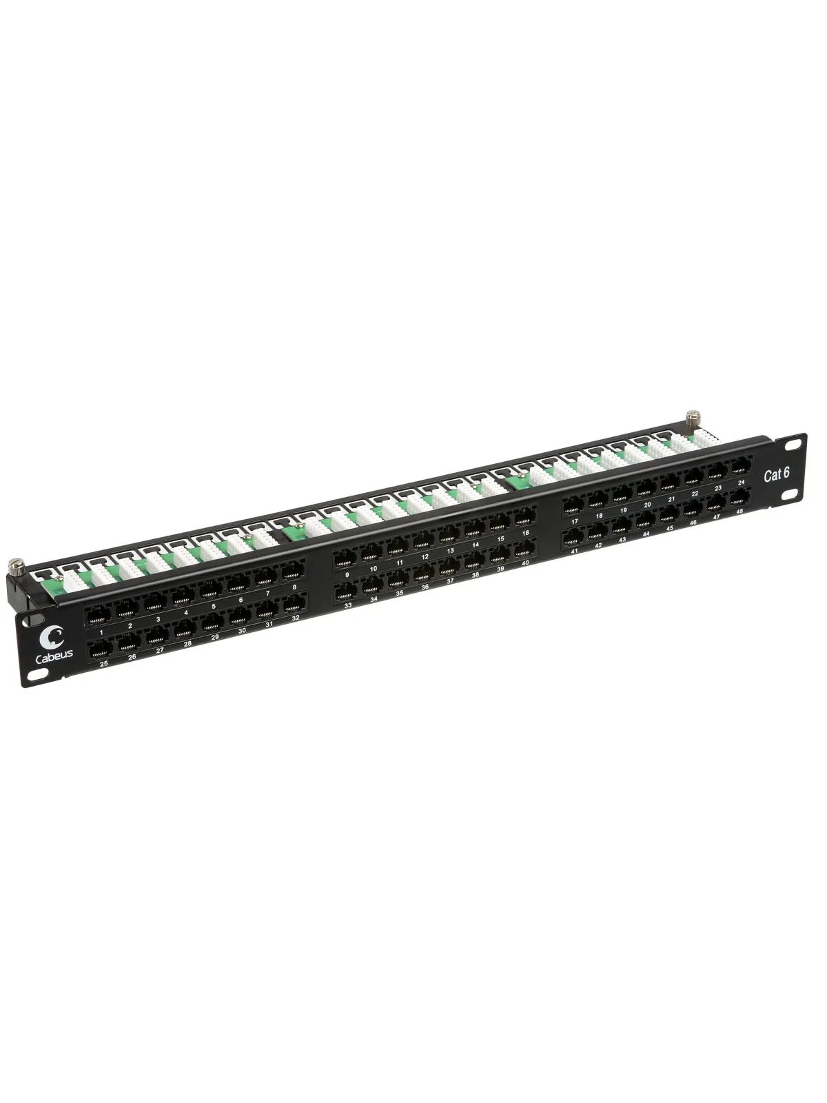 Патч-панель Cabeus PLHD-48-Cat.6-Dual 19", 1U, Cat 6, 48 портов RJ45 (8p8c), неэкранированная, Krone IDC