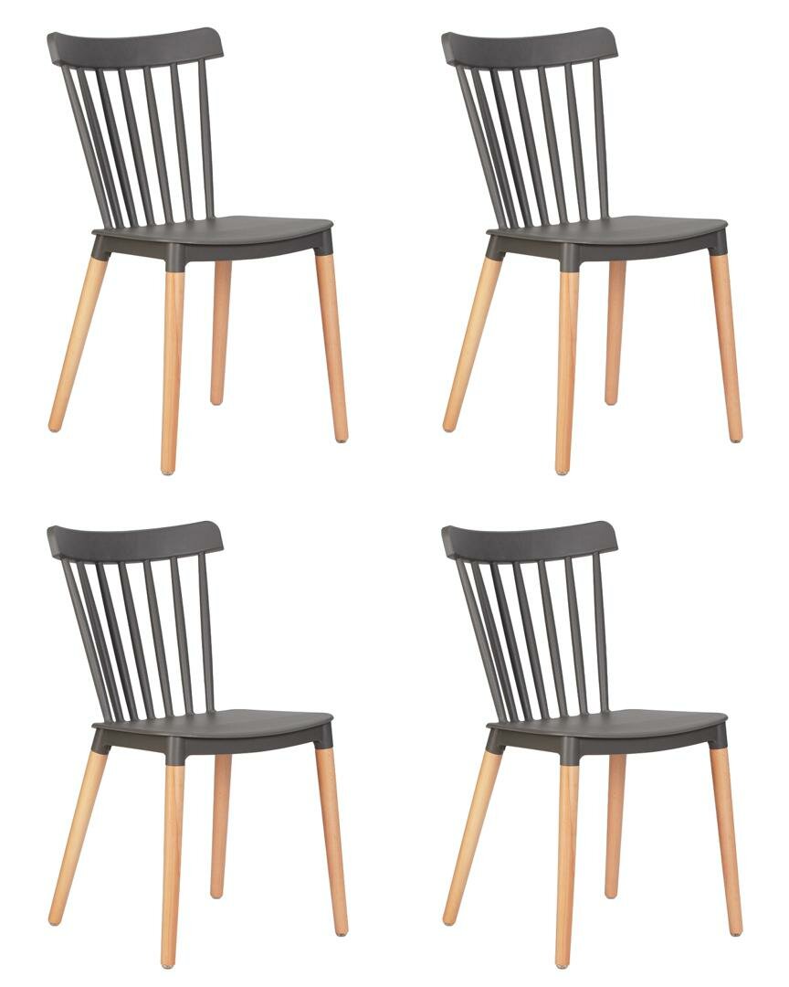Стул DOBRIN Набор 4 шт Стул обеденный DOBRIN THEO, ножки светлый бук, цвет темно-серый (GR-04) арт. LMZL-PP687-N_LB-TR_P-GR-04