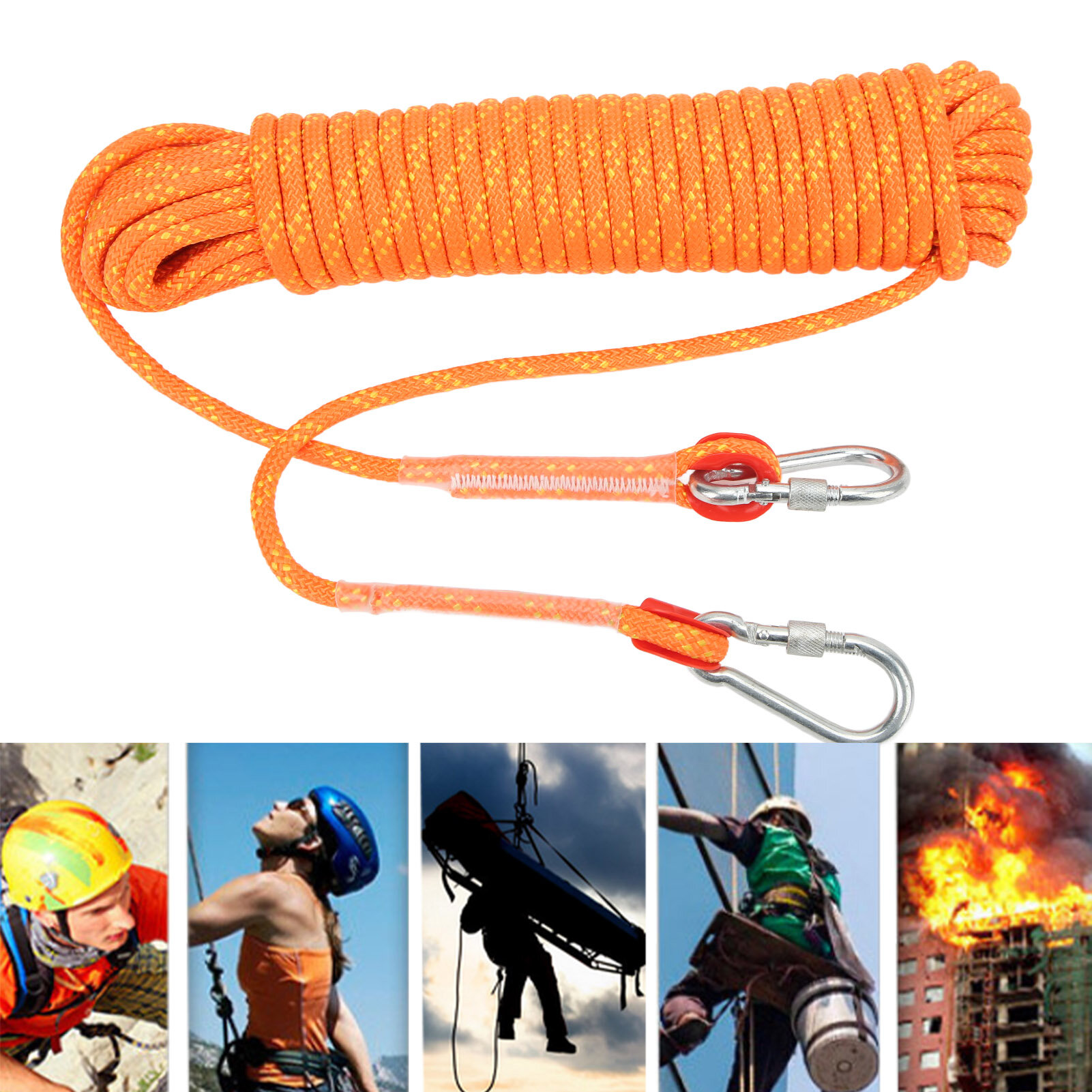 Альпинистская веревка 8 мм Статическая спортивная веревка для приключений на открытом воздухе Проволока 20 м для альпинизма Rock TreeOrange