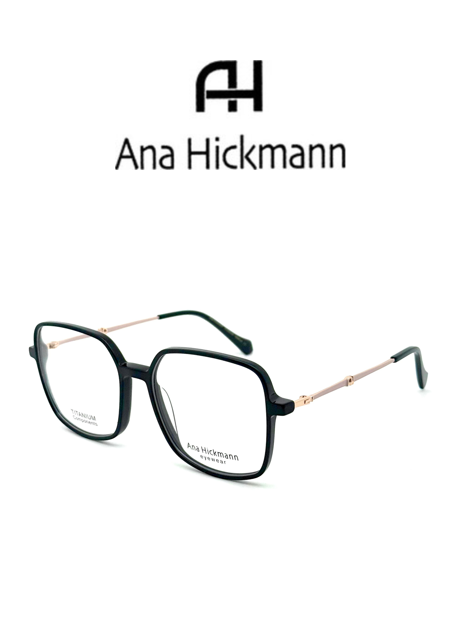 Оправа для очков Ana Hickmann AH6463T A01 женская, квадратная, черная, из титана