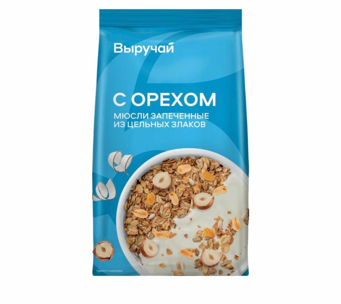 Мюсли выручай запеченные цельные с орехом , 300 г * 5 шт.