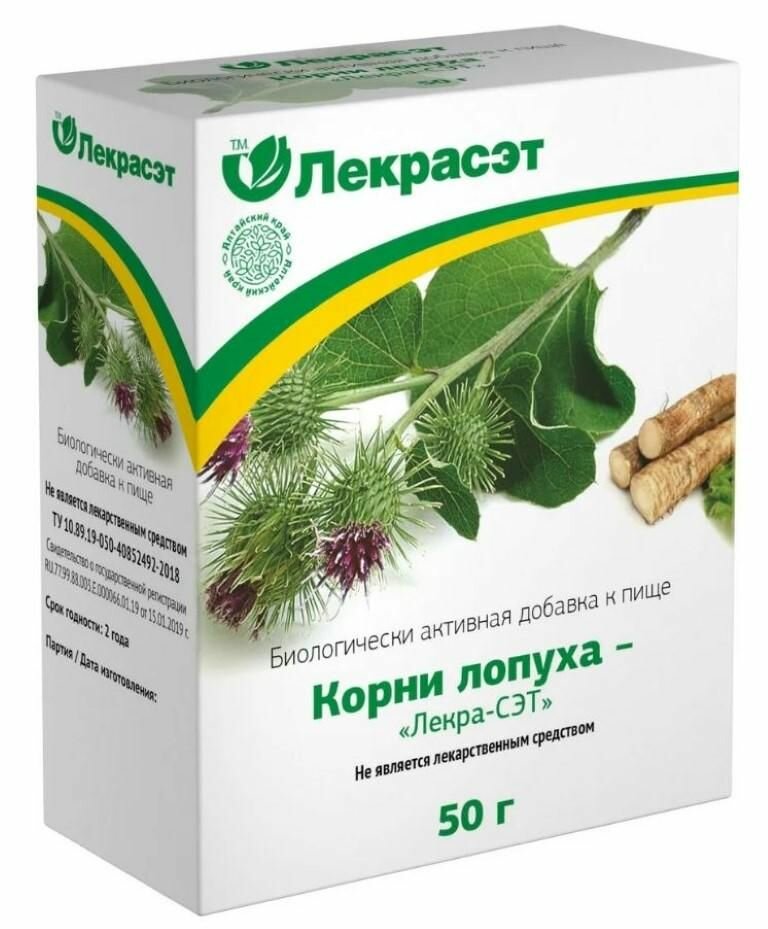 Пищевая добавка Лекра-СЭТ "Лопух", корень, в коробке, 50 г