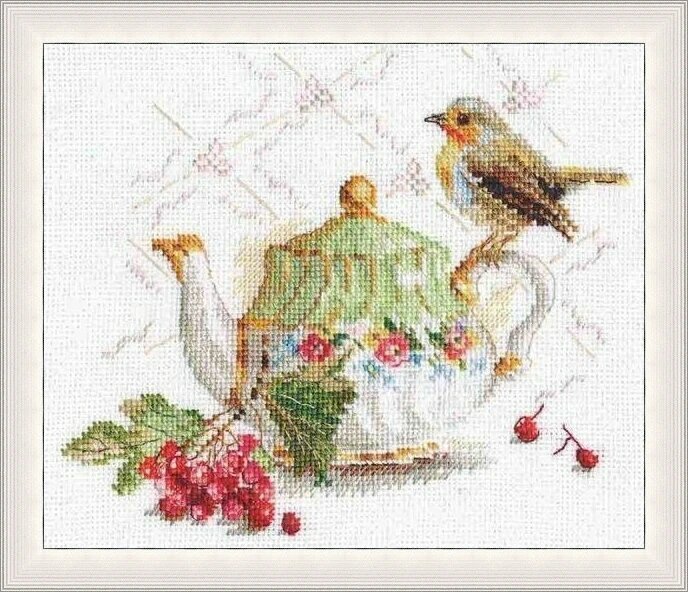Набор для вышивания крестом Alisa 5-19 «Птица на чайнике» 14CT 16CT color fabric
