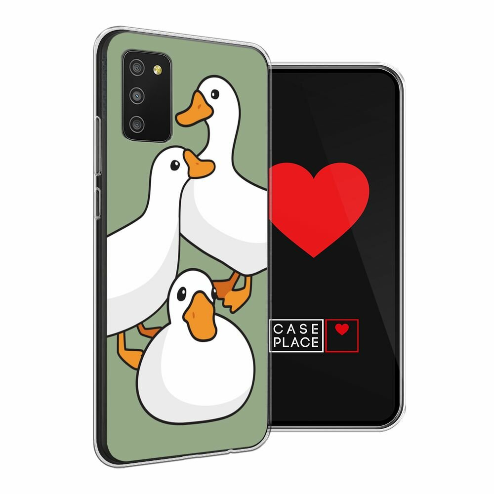 Чехол на Samsung Galaxy A02s / Самсунг Галакси A02s с принтом "Утиное трио" — фото 1