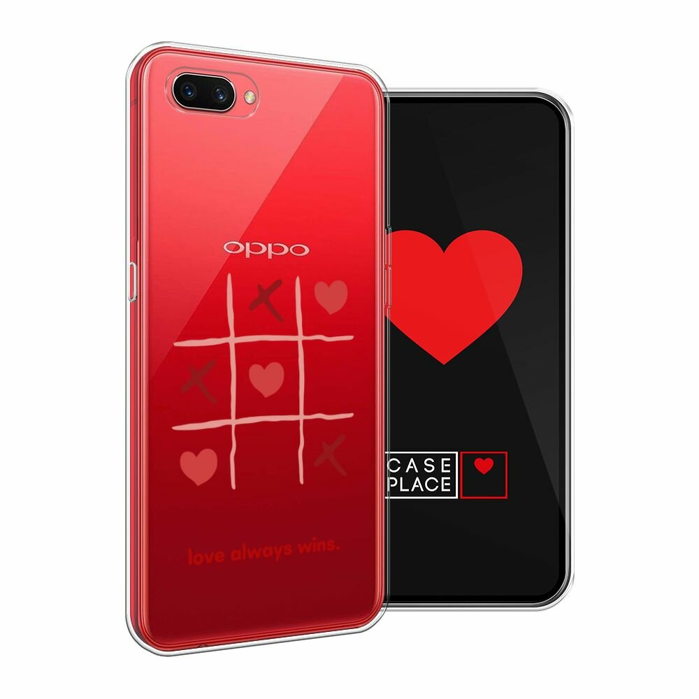 Чехол на Oppo A3s / Oppo A3s с принтом "love always wins - 14 февраля", прозрачный — фото 1