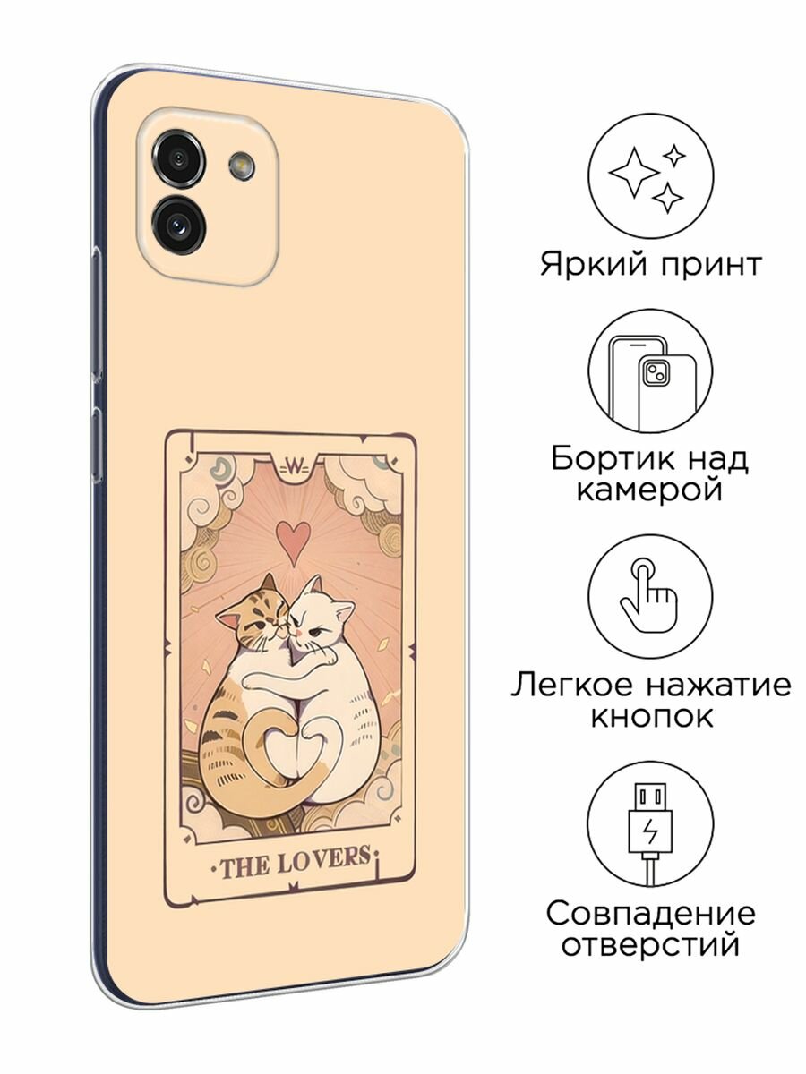 Чехол на Samsung Galaxy A03 / Самсунг Галакси А03 с принтом "The lovers cats 1 - 14 февраля" — фото 1