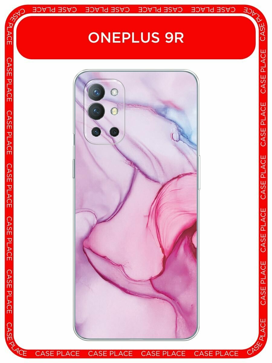 Чехол на OnePlus 9R / ВанПлас 9R с принтом "Розовые мраморные разводы"