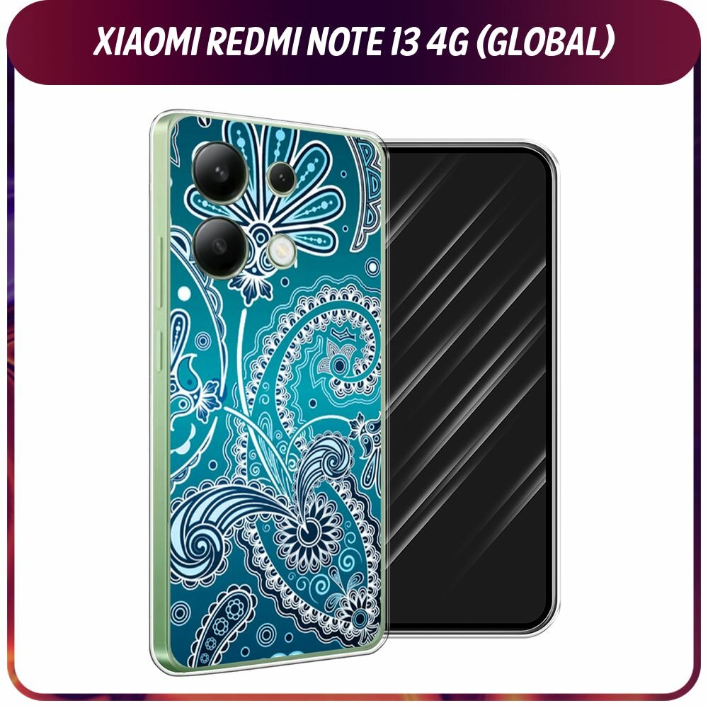 Чехол на Xiaomi Redmi Note 13 4G (Global) / Сяоми Редми Нот 13 4G с принтом "Узоры на синем"