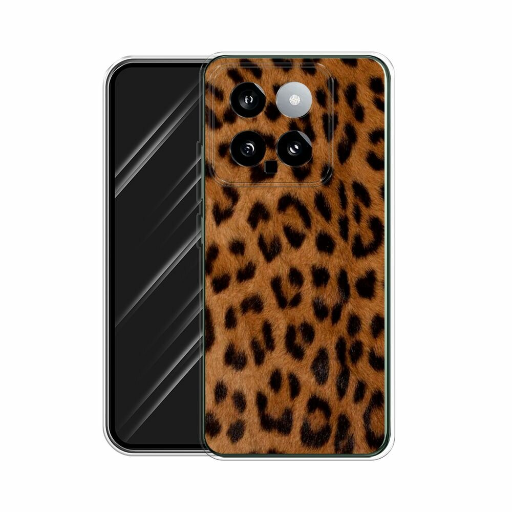Силиконовый чехол на Xiaomi 14 / Сяоми 14 с принтом "Мех леопарда" — фото 1