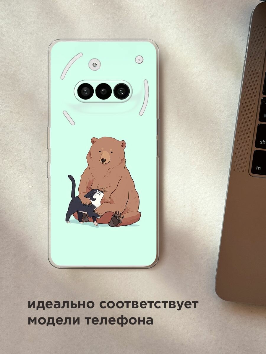 Чехол на Nothing Phone 3a / Нотинг Фон 3а с принтом "Медведь и кошка дружба" — фото 1