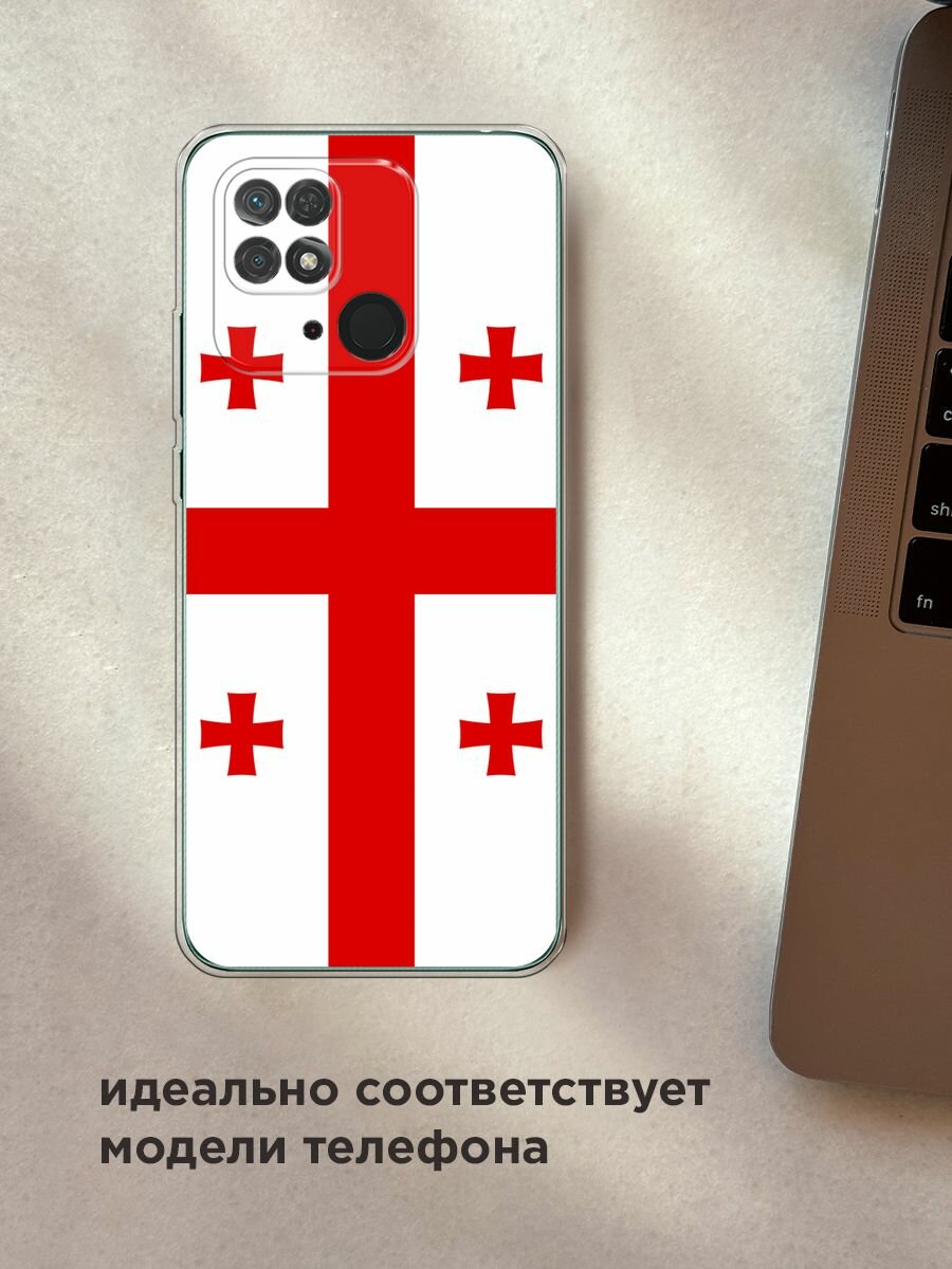 Чехол на Xiaomi Redmi 10C / Сяоми Редми 10C с принтом "Флаг Грузии" — фото 1