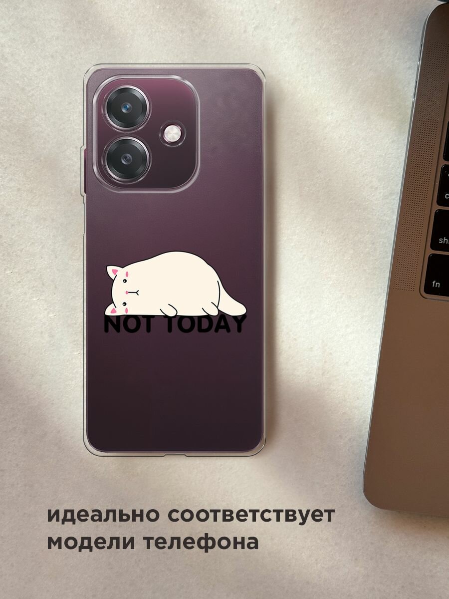 Чехол на Oppo A3/A3x / Оппо А3/A3x с принтом "Cat not today", прозрачный — фото 1