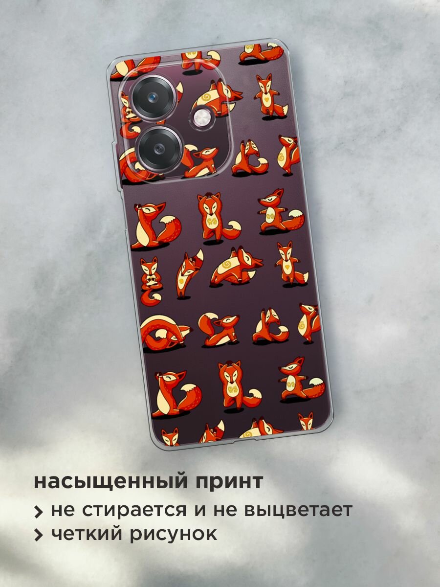 Чехол на Oppo A3/A3x / Оппо А3/A3x с принтом "Йога для лисы", прозрачный — фото 1