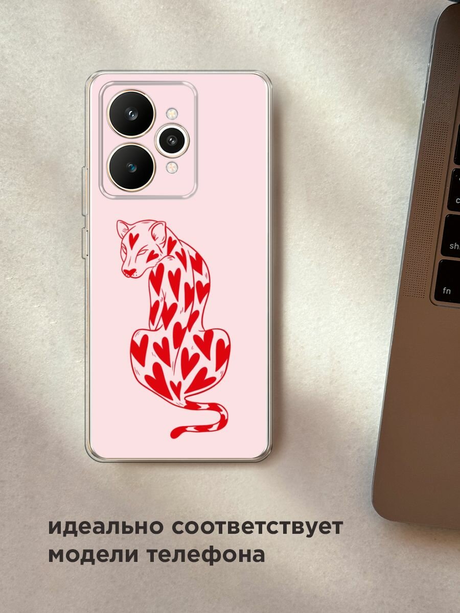 Чехол на Realme 15 / Реалми 15 с принтом "Heart panther 1 - 14 февраля" — фото 1